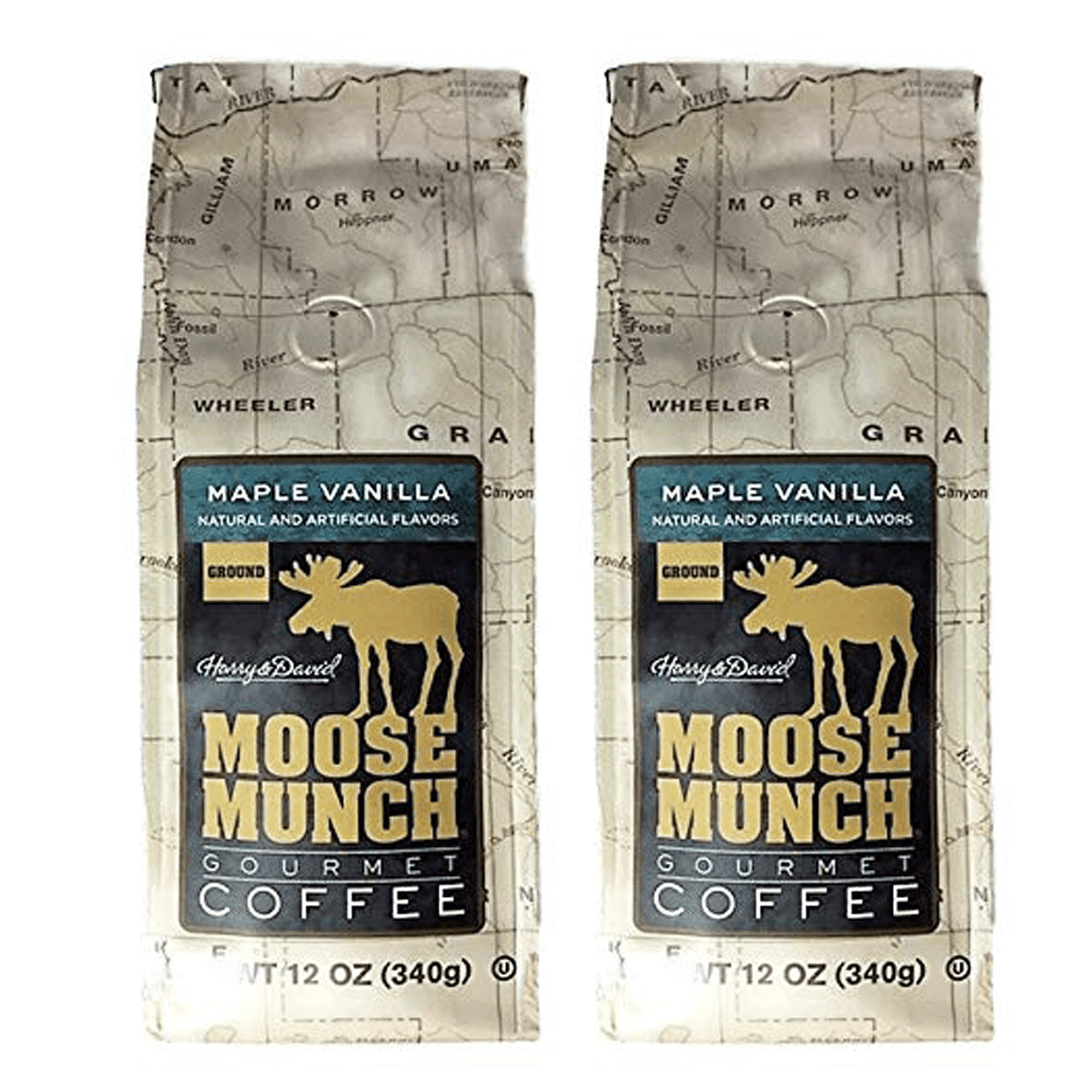 Harry & David Moose Munch Maple Vanilla Ground Coffee, Chocolate Buttery Crunch, 12 Oz, 2 Pack ...