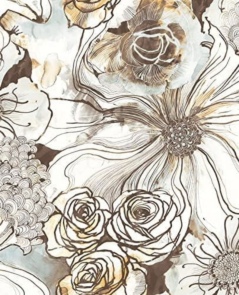 Harry & Grace Ink Rose Abstract Floral Peel and Stick Wallpaper (Mocha ...