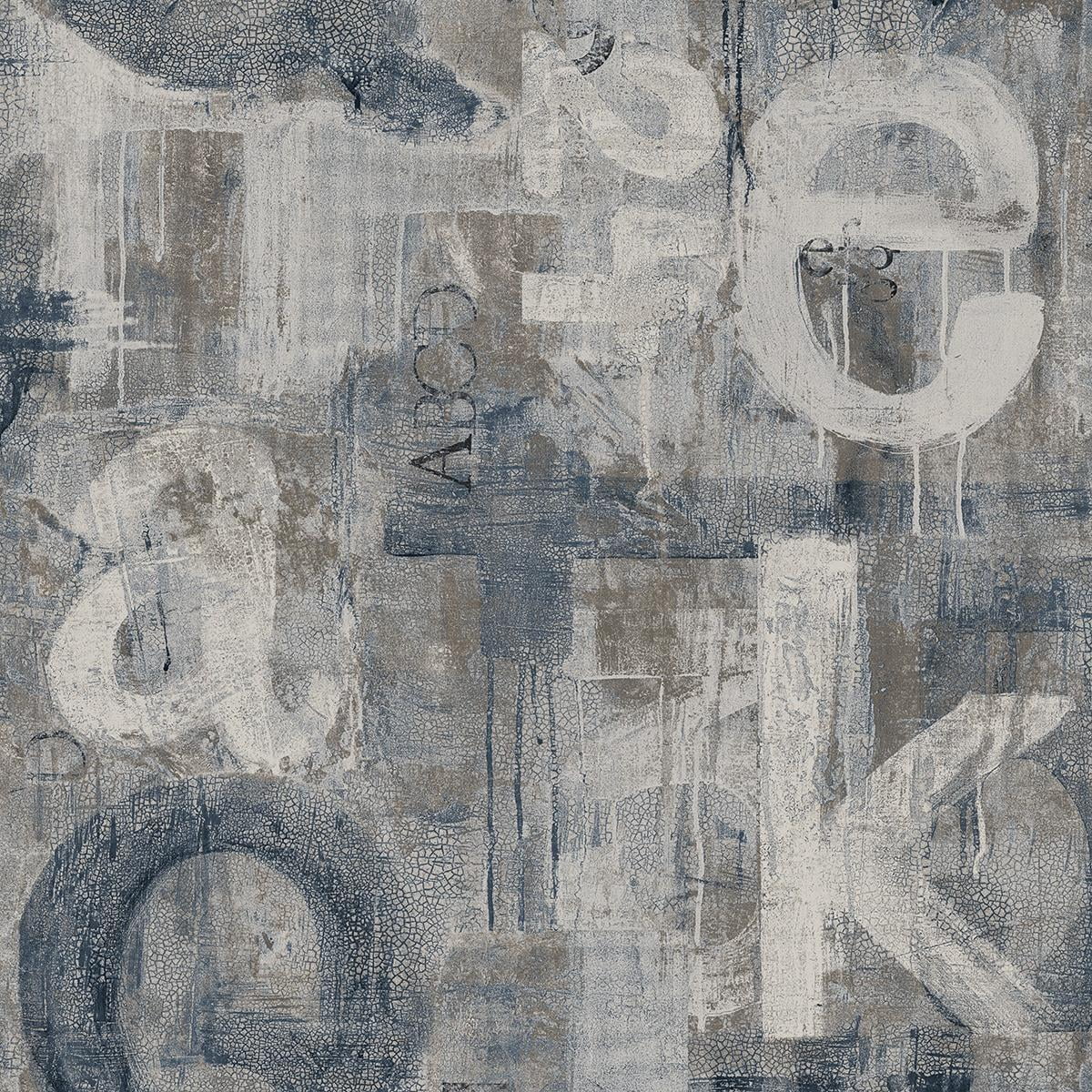 Harry & Grace Steel Blue & Mocha Graphic Letters Peel And Stick ...