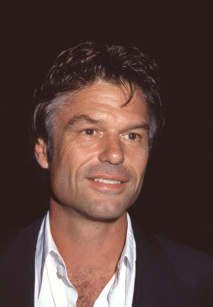 Harry Hamlin Close Up In Black Jacket And Unbuttoned White Shirt ...
