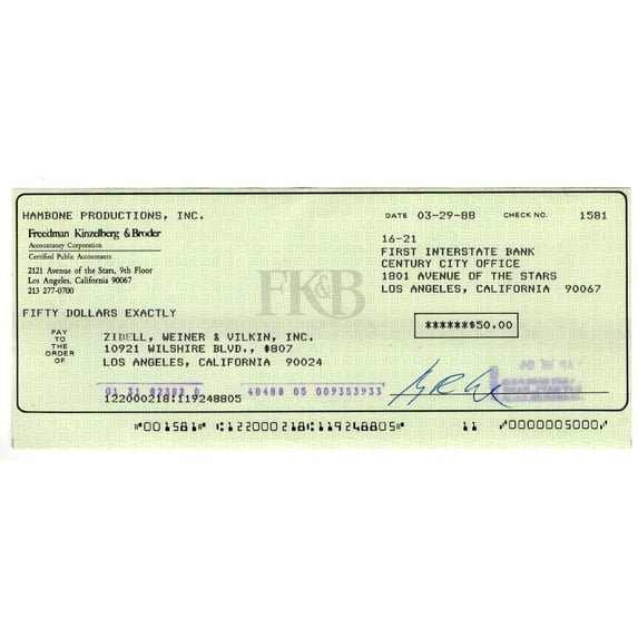 Harry Hamlin Signed Autographed Bank Check Hollywood Actor 1988 JSA ...