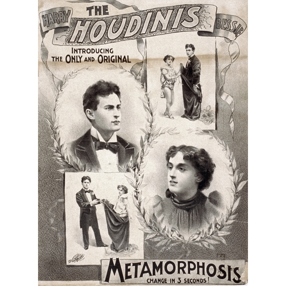 Harry Houdini. Namerican Magician. Poster Advertising The Houdinis ...