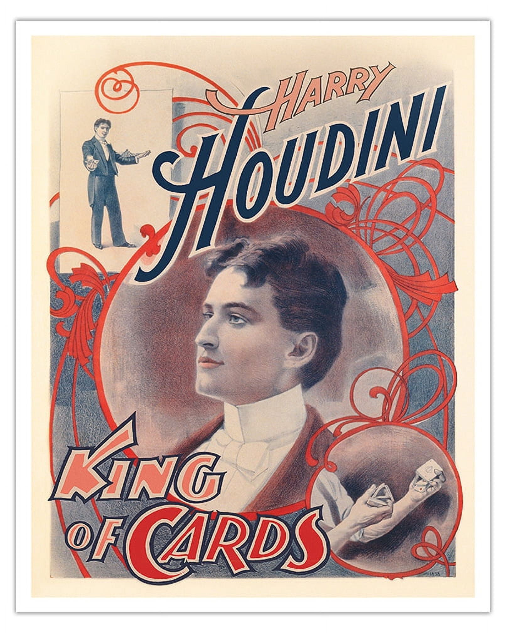 Harry Houdini - King of Cards - Vintage Magic Poster c.1895 - Fine Art ...