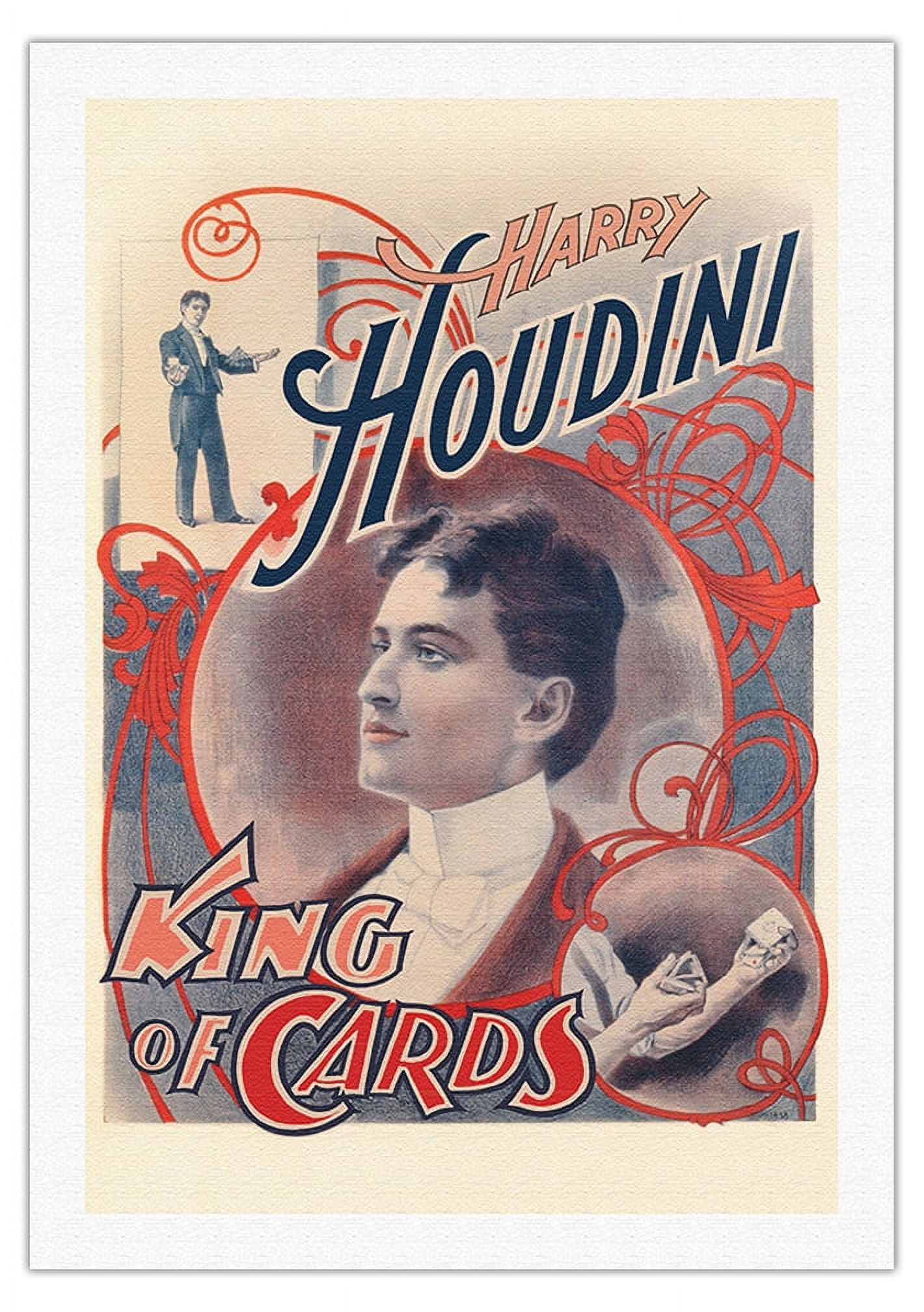 Harry Houdini - King of Cards - Vintage Magic Poster c.1895 - Fine Art ...