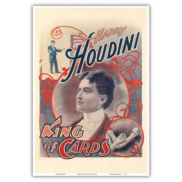Harry Houdini - King of Cards - Vintage Magic Poster c.1895 - Master ...
