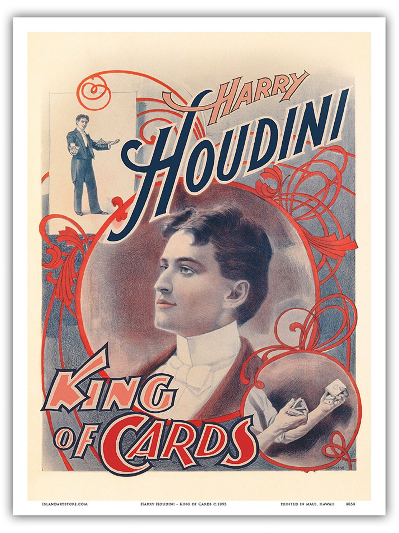 Harry Houdini - King of Cards - Vintage Magic Poster c.1895 - Master ...
