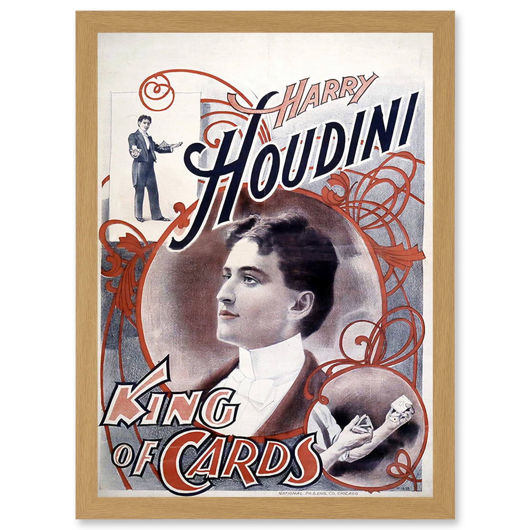 Harry Houdini The Magician King Of Cards Escapologist A4 Artwork Framed ...