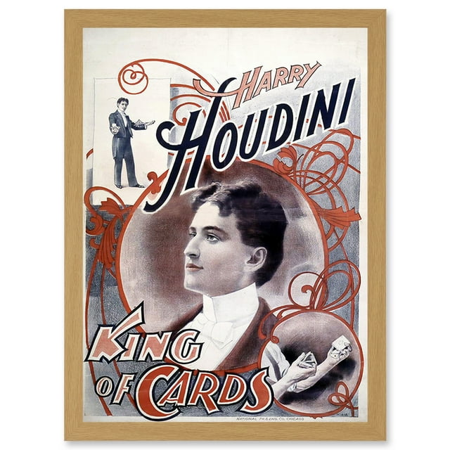 Harry Houdini The Magician King Of Cards Escapologist A4 Artwork Framed ...