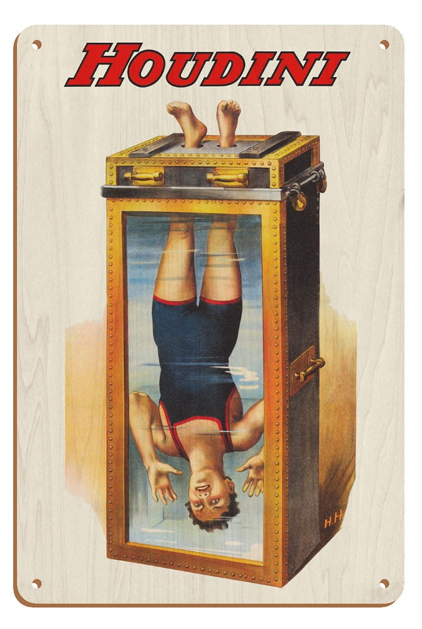 Harry Houdini - Water Torture Cell - Vintage Magic Poster c.1913 - 8 x ...