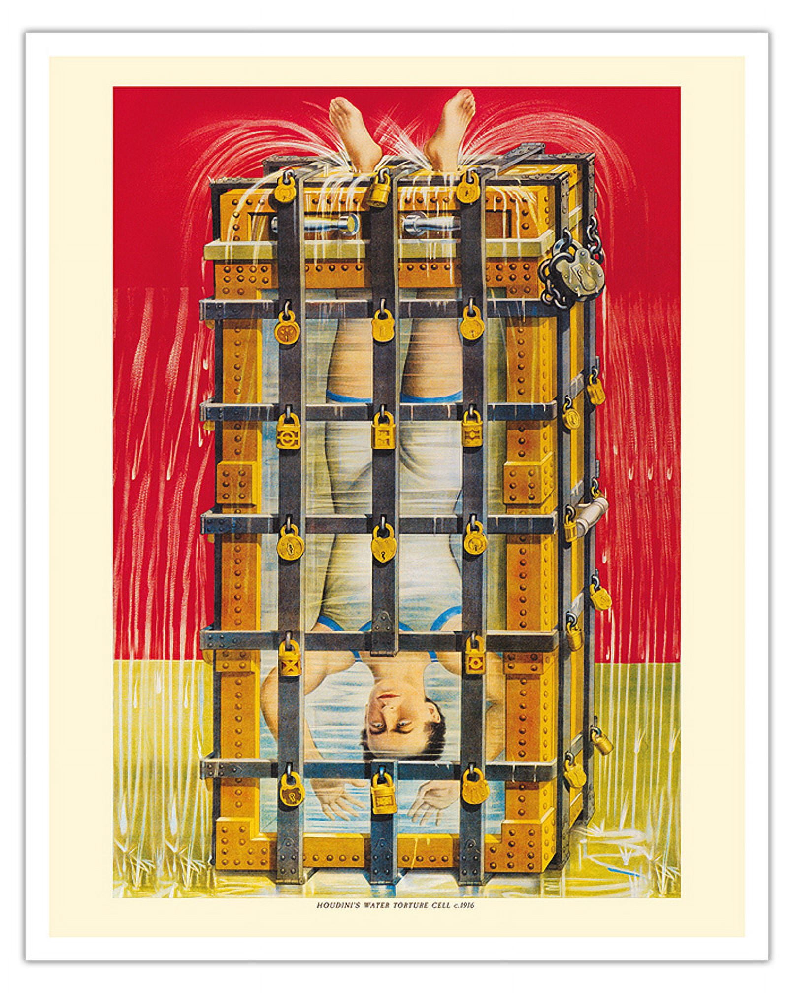 Harry Houdini - Water Torture Cell - Vintage Magic Poster c.1916 - Fine ...
