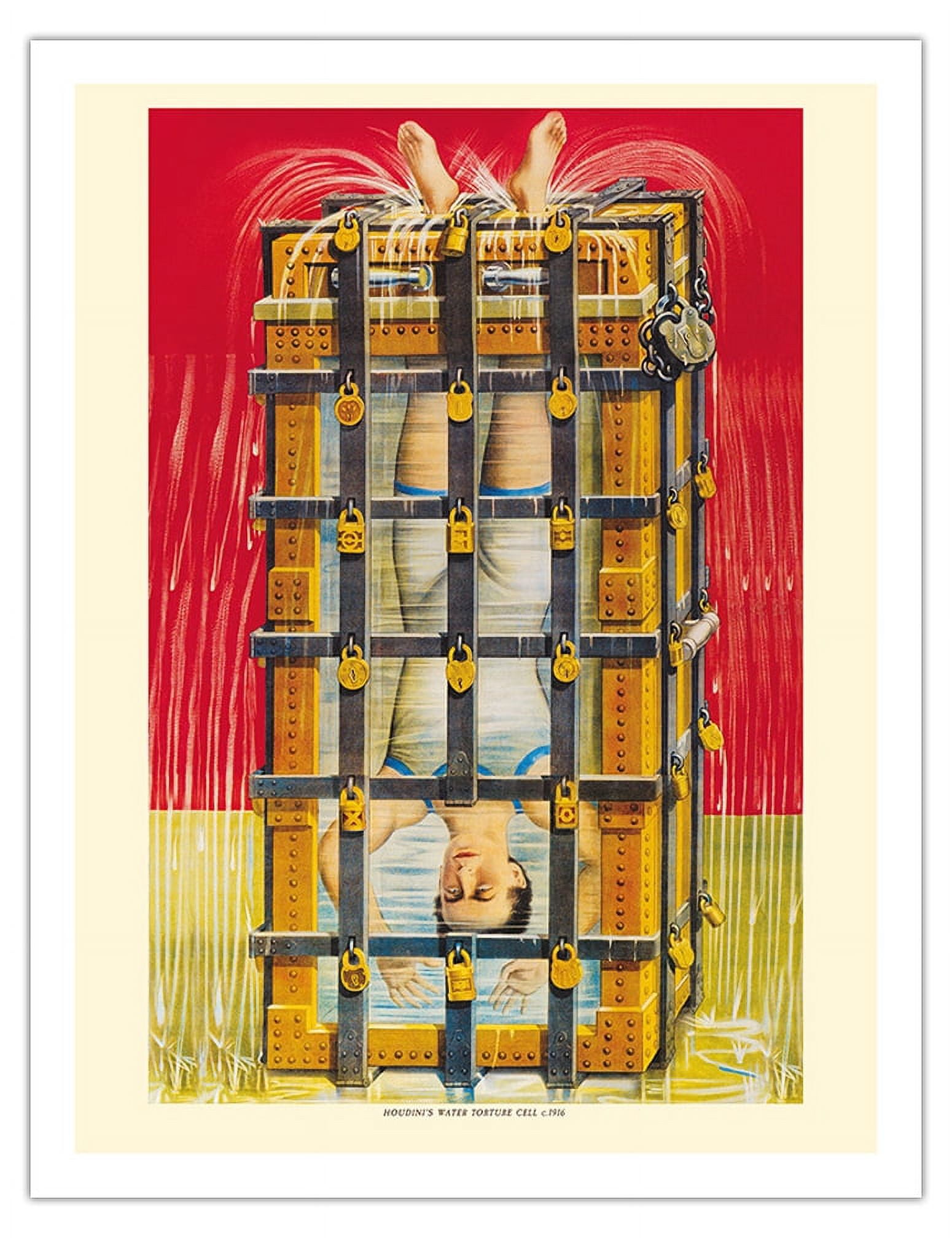 Harry Houdini - Water Torture Cell - Vintage Magic Poster c.1916 - Fine ...