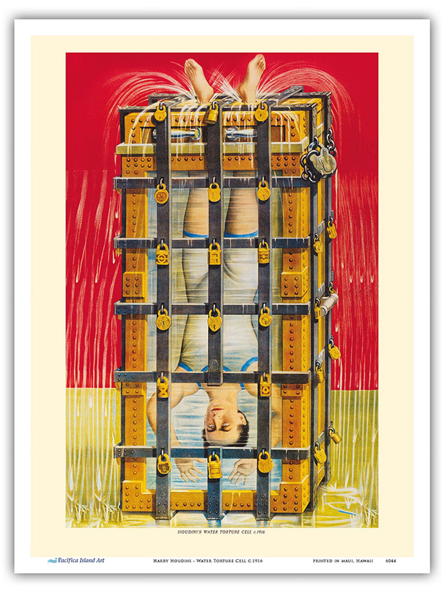 Harry Houdini - Water Torture Cell - Vintage Magic Poster c.1916 ...