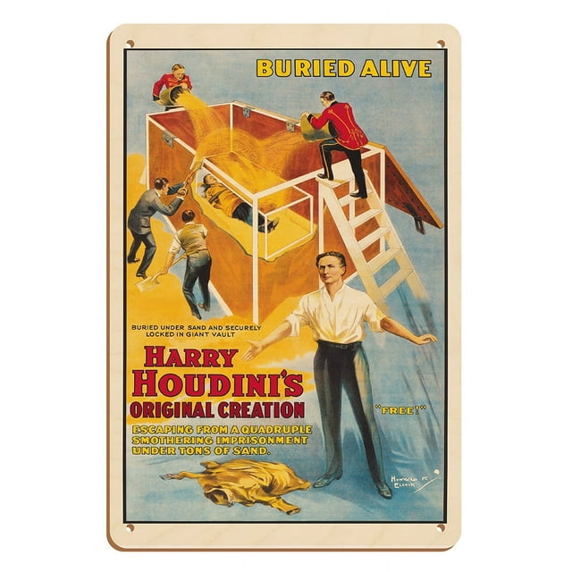 Harry Houdini’s Buried Alive Escape - Vintage Magic Poster c.1914 - 8 x ...