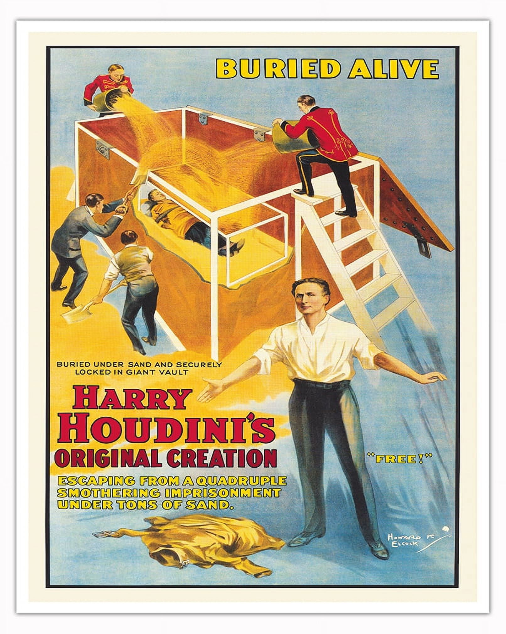 Harry Houdini’s Buried Alive Escape - Vintage Magic Poster c.1914 ...