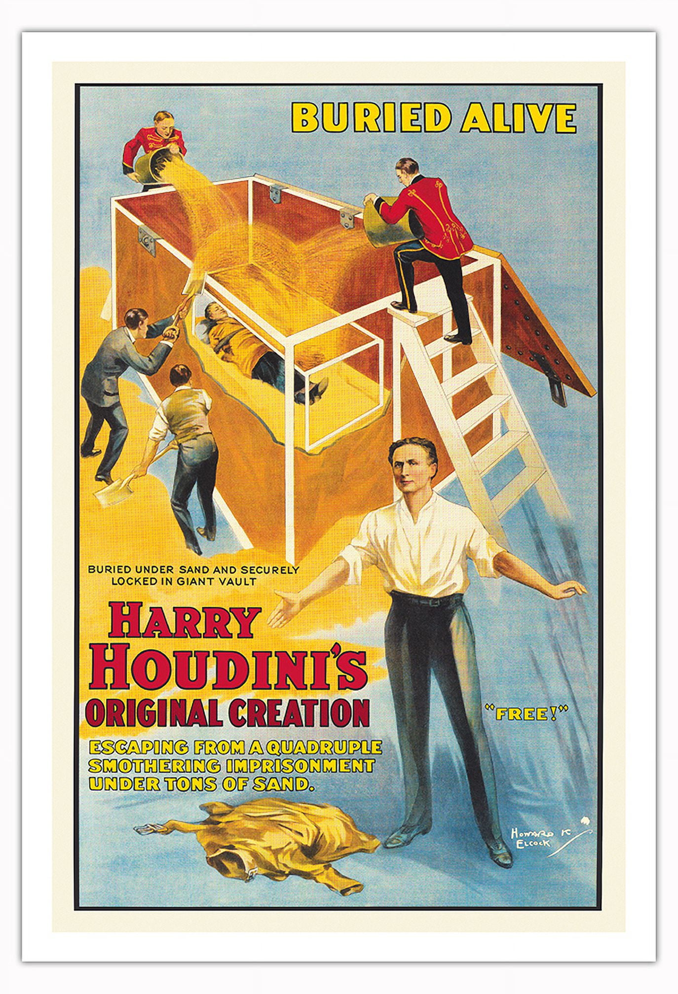 Harry Houdini’s Buried Alive Escape - Vintage Magic Poster c.1914 ...