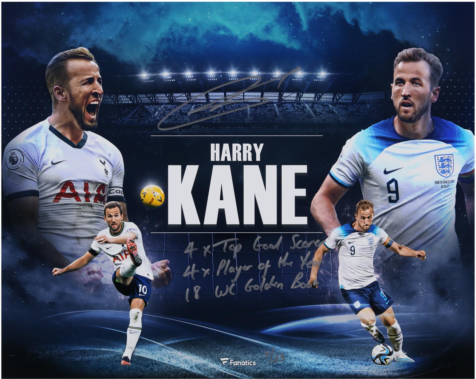 Harry Kane Tottenham Hotspur and England National Team Autographed 16 ...