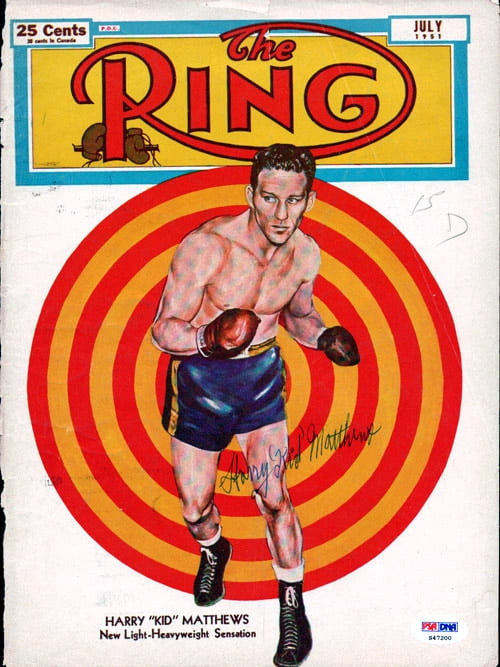 Harry "Kid" Matthews Autographed The Ring Magazine Cover PSA/DNA # ...