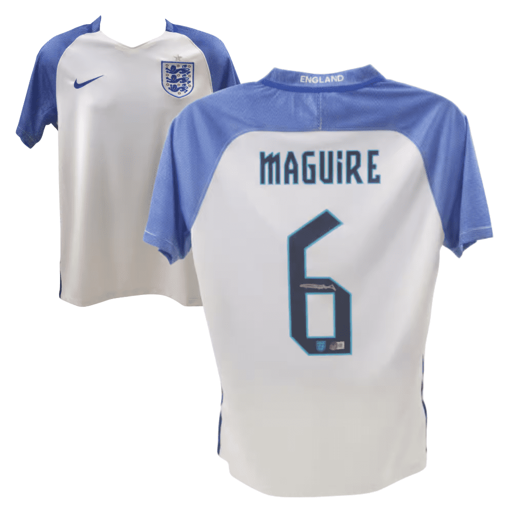 Harry Maguire Signed England FC Home Soccer Jersey #6 with Beckett COA ...
