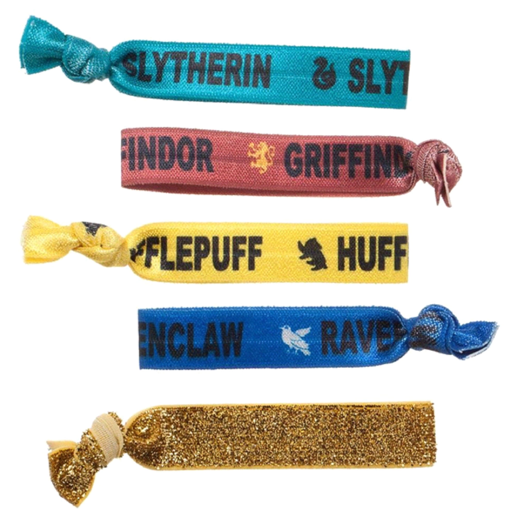 Harry Potter 5 Pack Pony Tail Holders, 4 Houses and 1 Gold Glitter ...