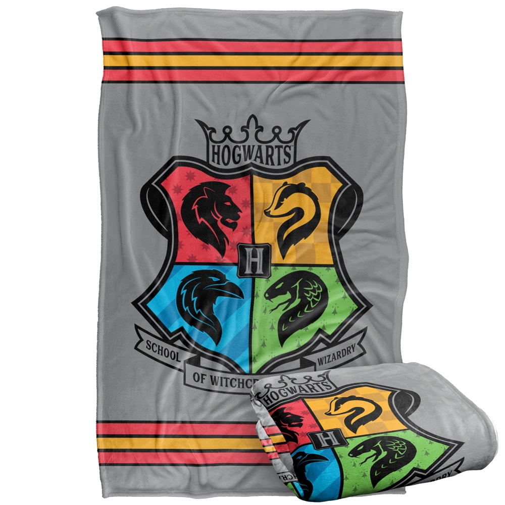 Harry Potter Blanket, 36"x58" Harry Potter Hogwarts Neon Pinstripe Logo ...