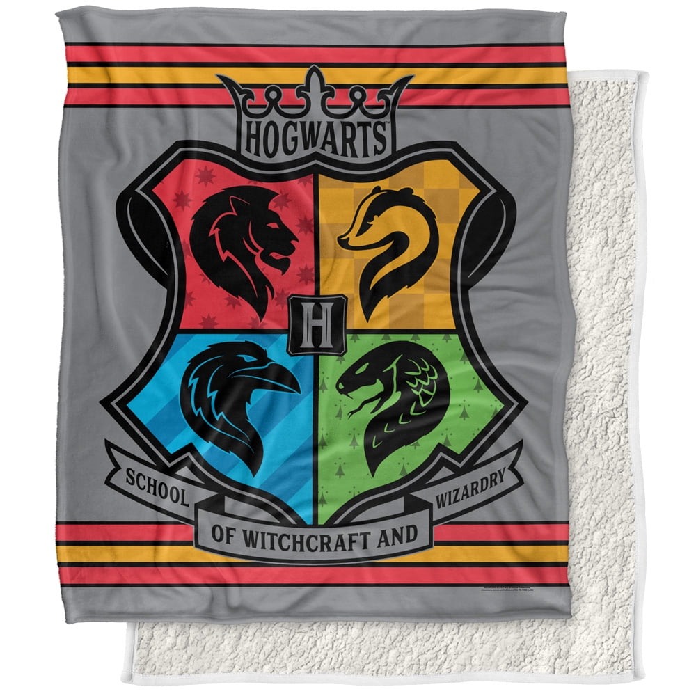 Harry Potter Blanket, 50"x60" Harry Potter Hogwarts Neon Pinstripe Logo ...