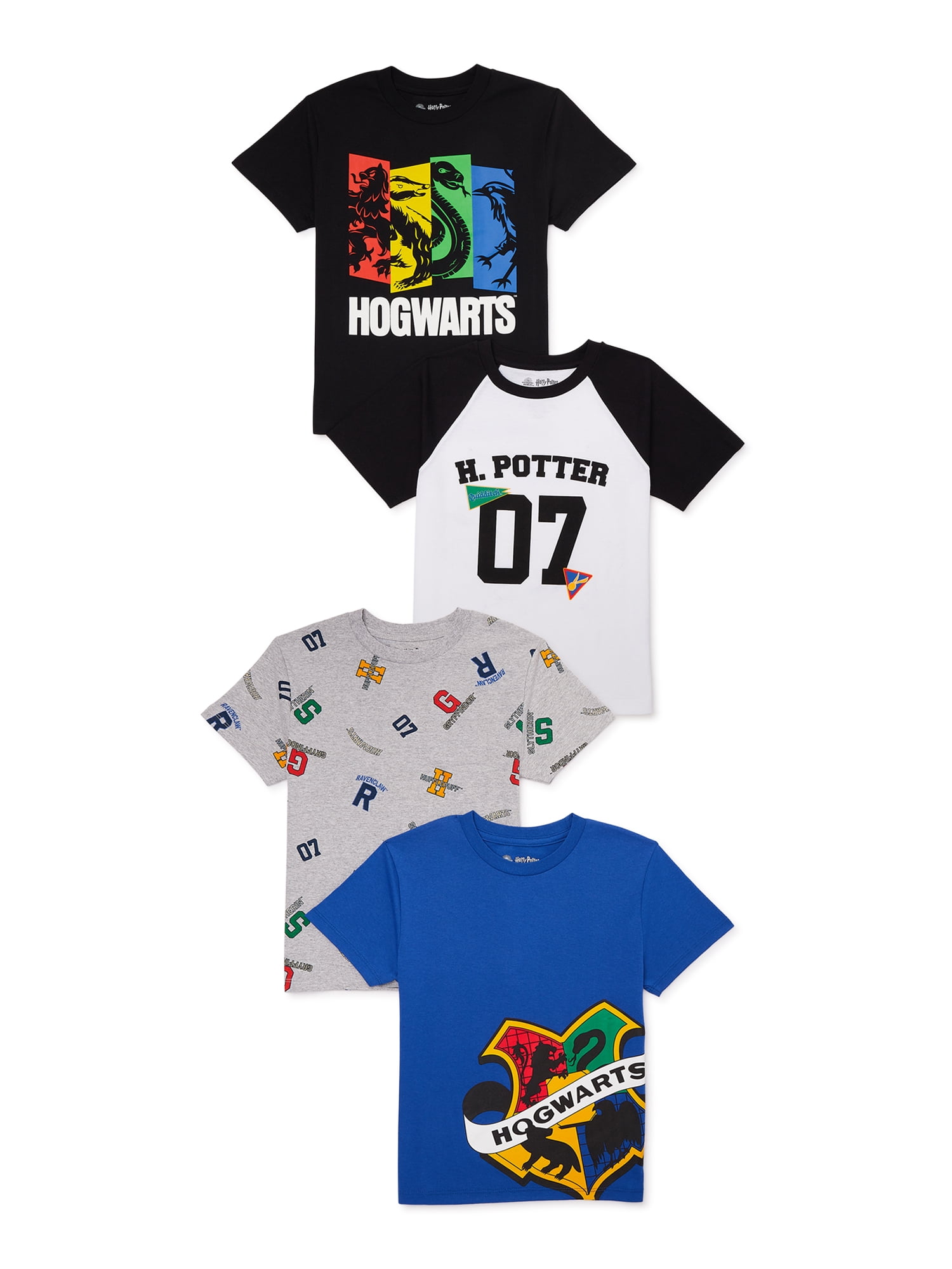 Harry Potter Boys Graphic T-Shirt with Short Sleeves, 4-Pack, Sizes S ...