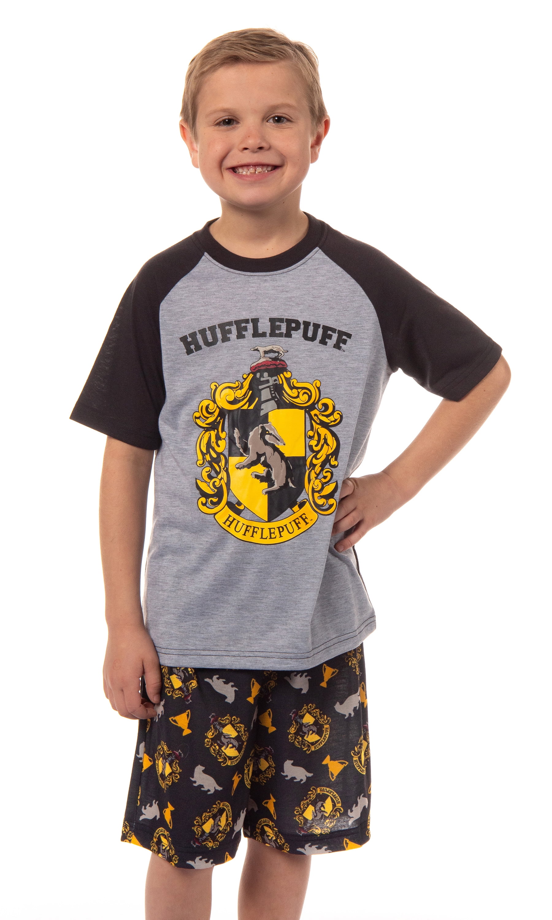Harry Potter Boys' Hogwarts Houses 2 Piece Pajama Set Raglan Shirt ...