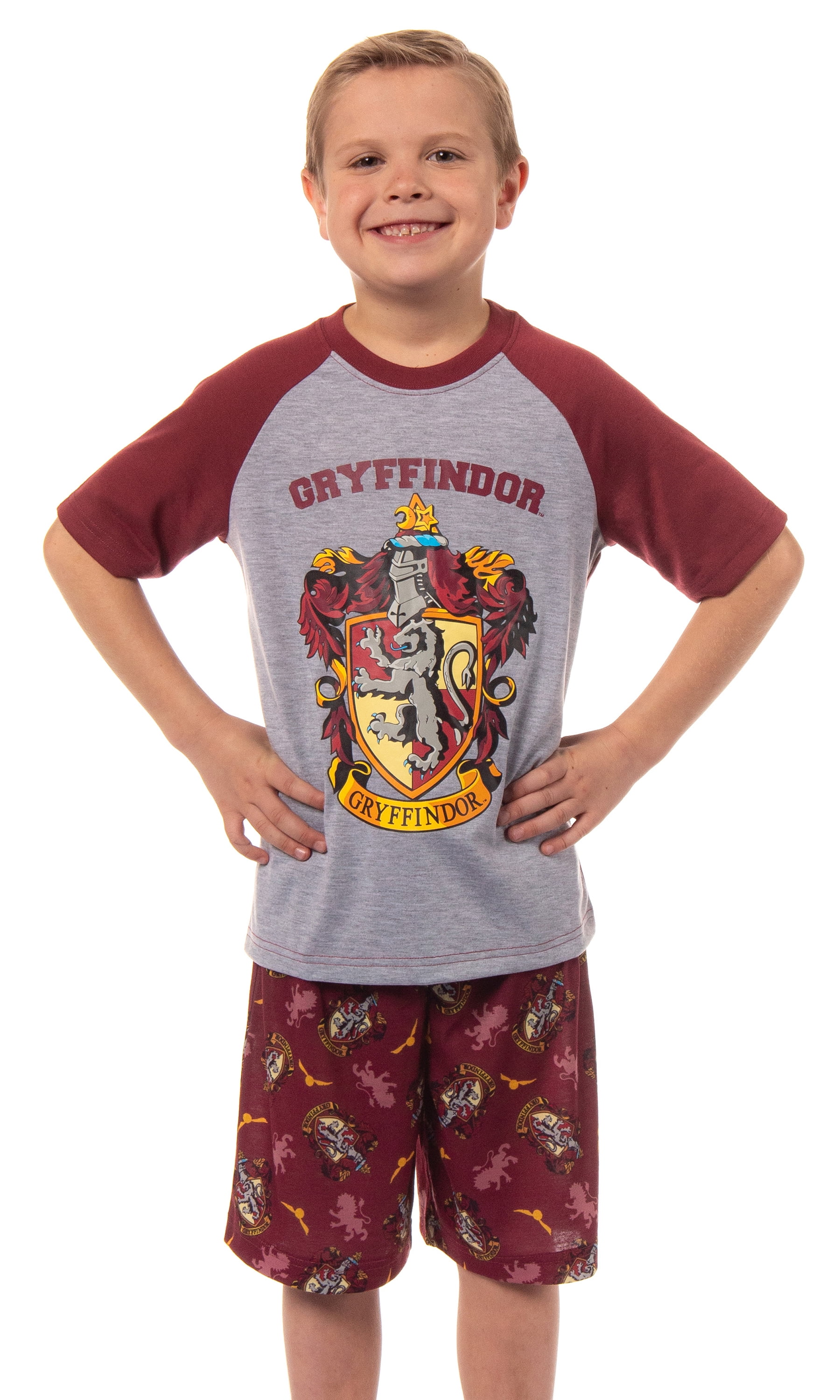 Harry Potter Boys' Hogwarts Houses 2 Piece Pajama Set Raglan Shirt ...