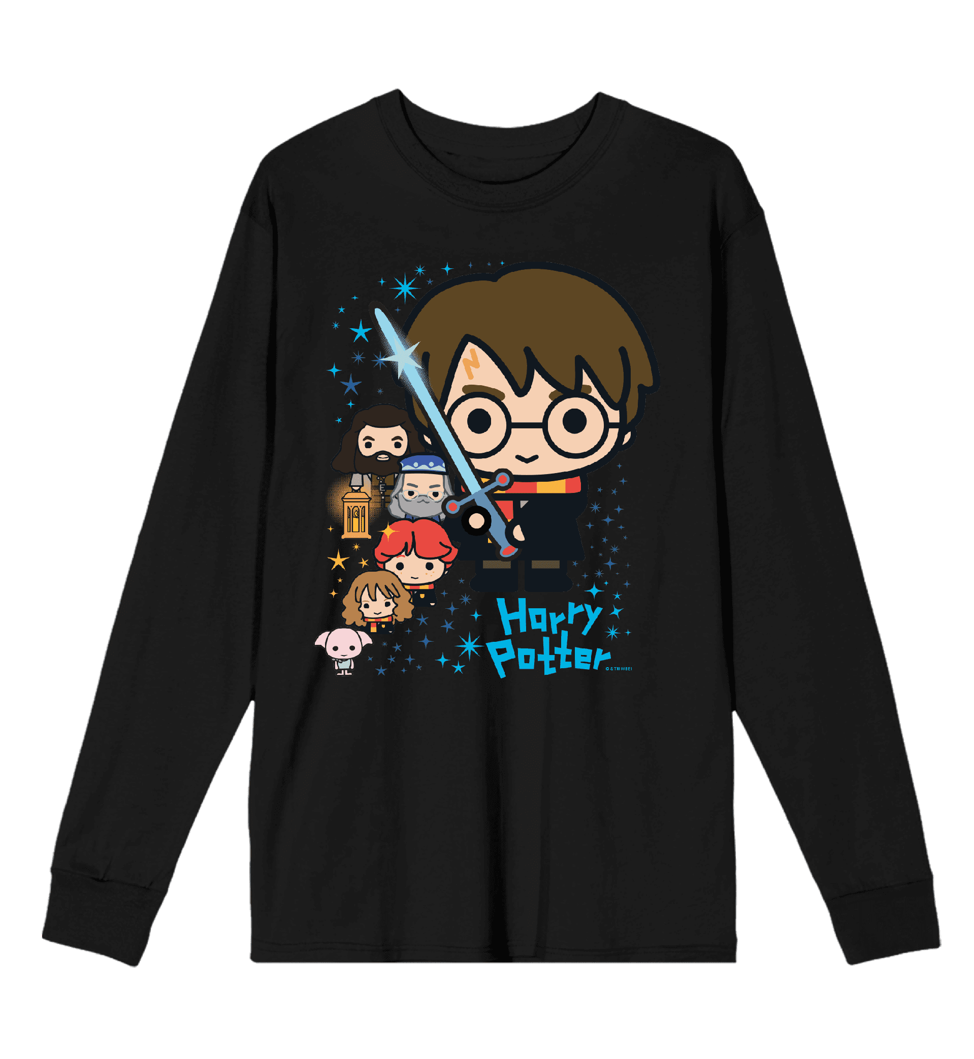 Harry Potter Chibi Characters & Glowing Sword Crew Neck Long Sleeve ...