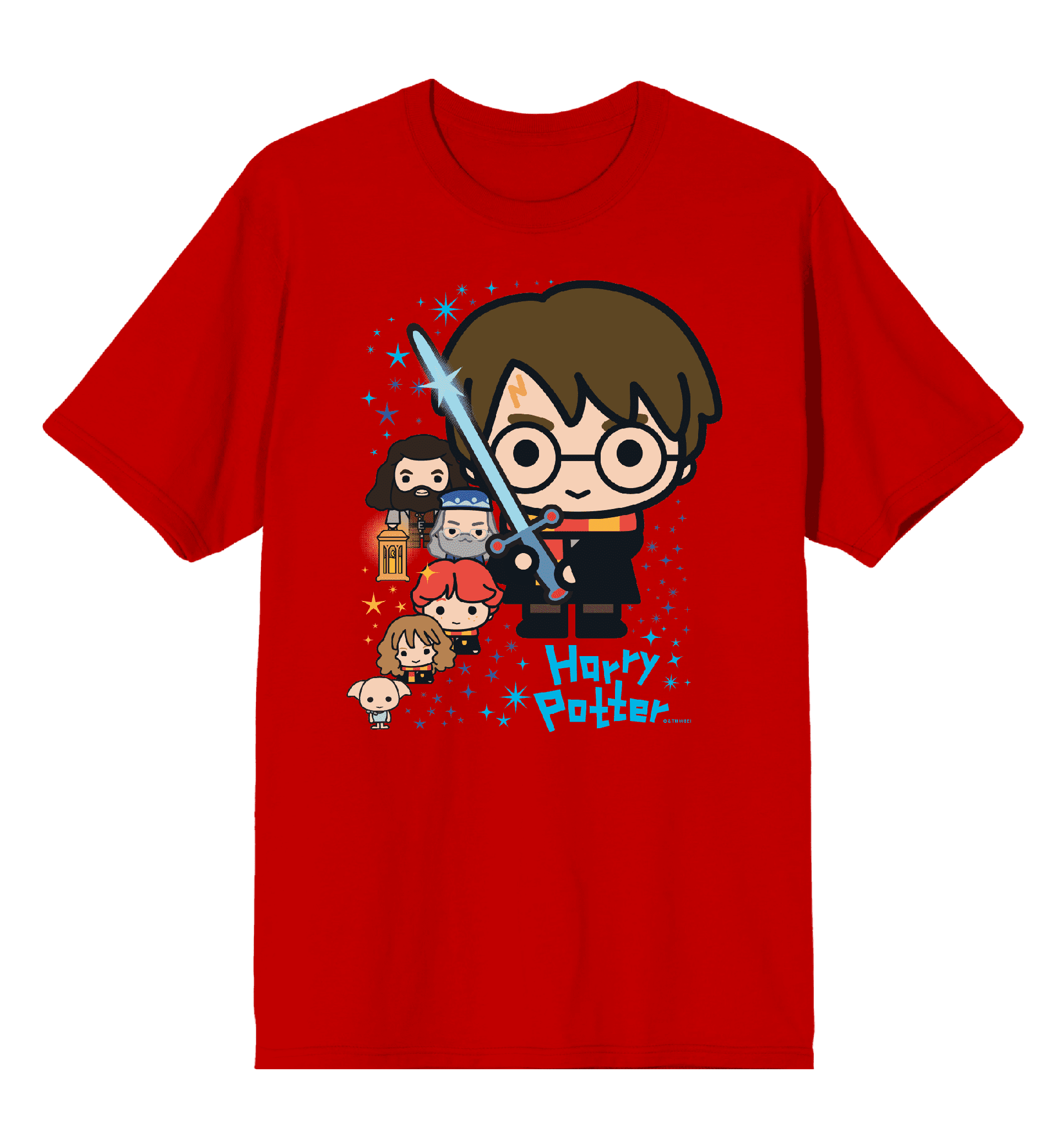 Harry Potter Chibi Characters & Glowing Sword Crew Neck Short Sleeve ...
