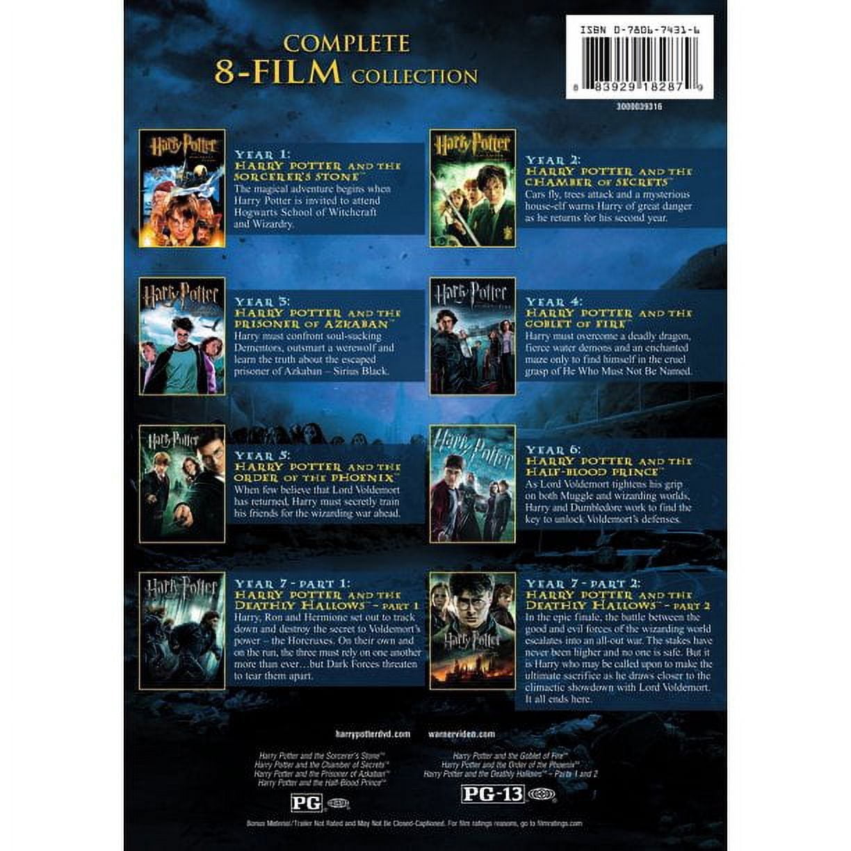 Harry Potter Complete 8-Film Collection Box set (DVD) - Walmart.com