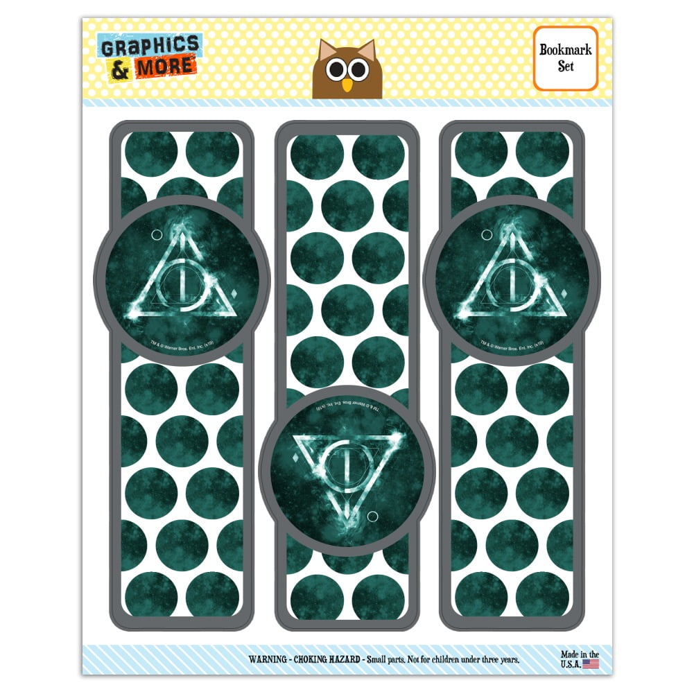 Harry Potter Deathly Hallows Logo Set of 3 Glossy Laminated Bookmarks ...