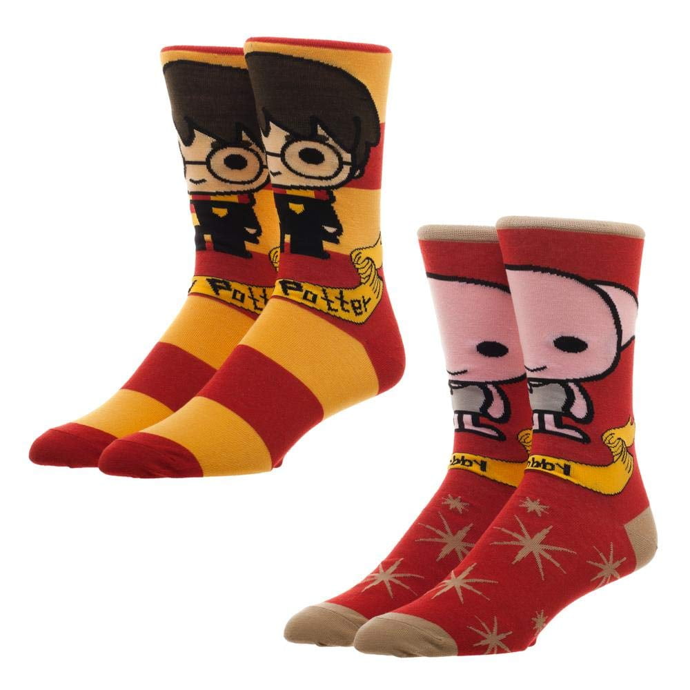 Harry Potter & Dobby Cartoon Bobblehead Crew Socks - 2-Pack - Walmart.com