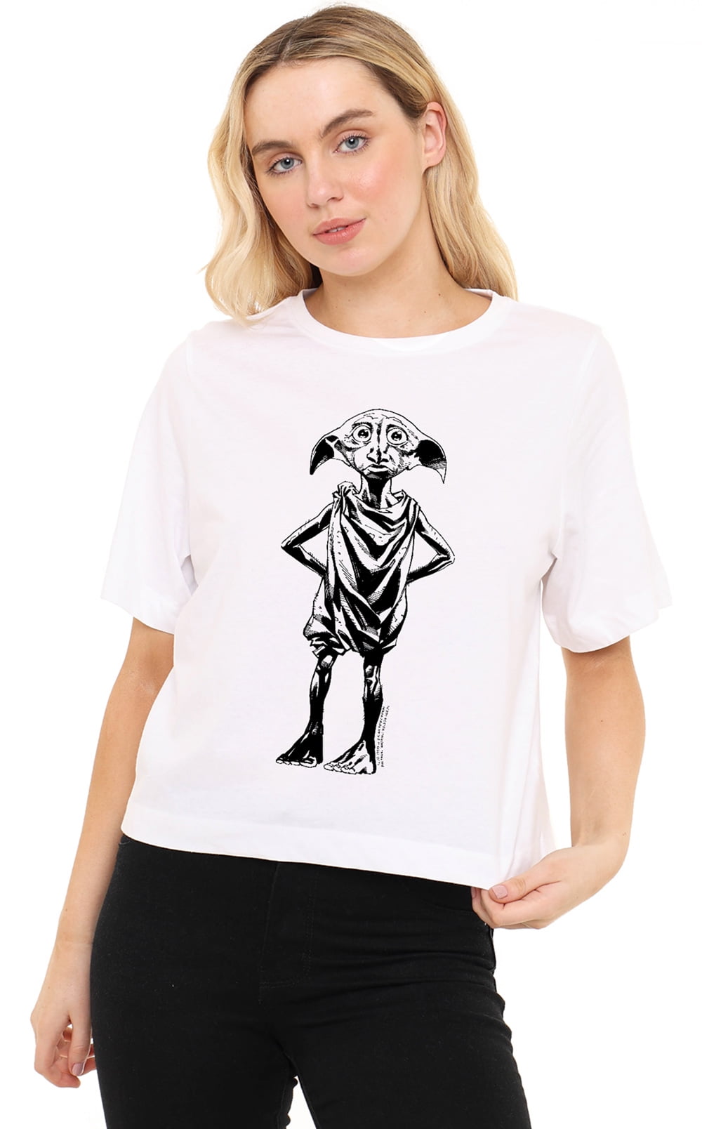Harry Potter Dobby Women's Boxy Cropped T-Shirt Casual Graphic Tee ...