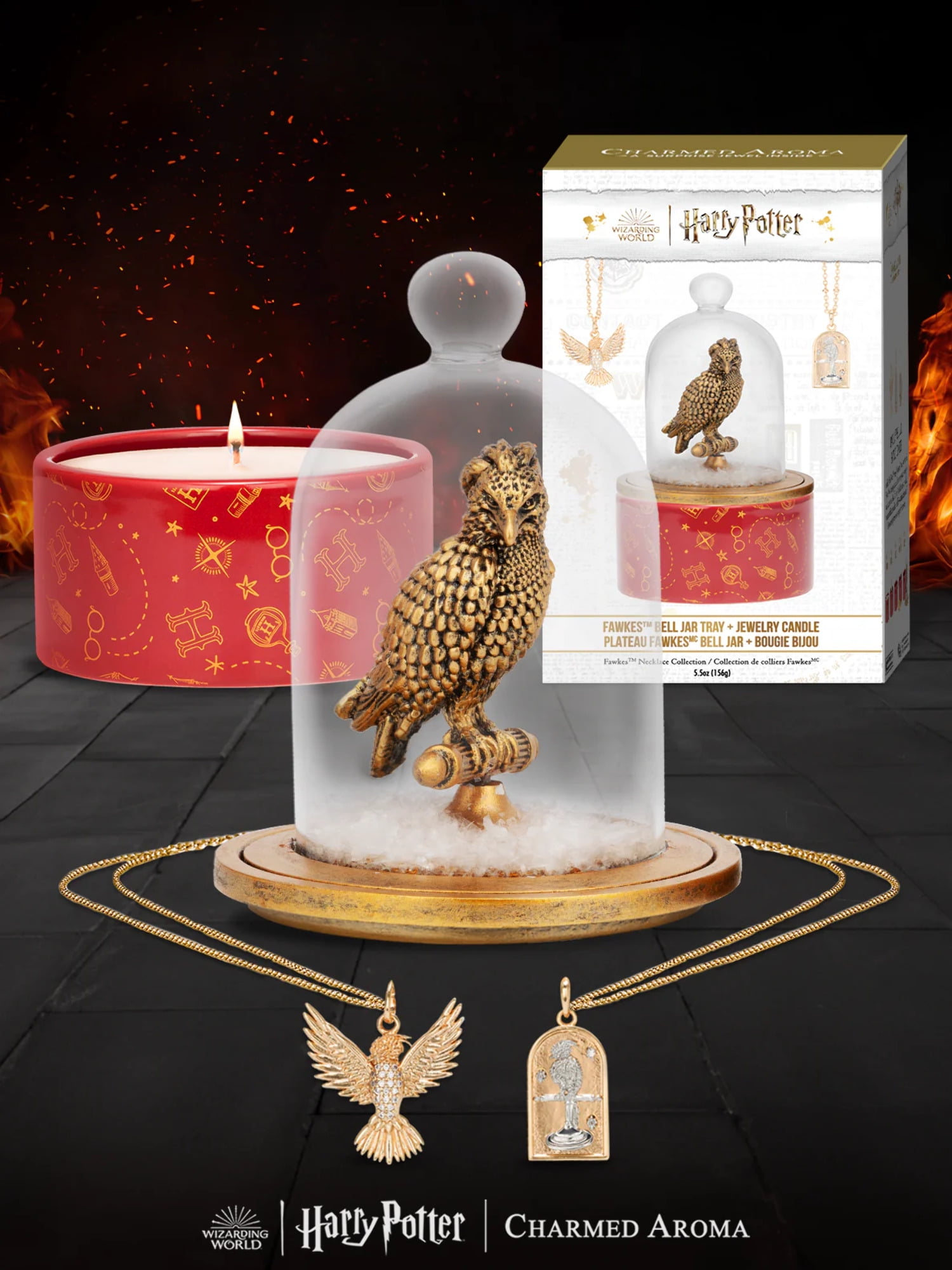 Harry Potter™ Fawkes Bell Jar Candle + Jewelry Tray - Fawkes Necklace ...