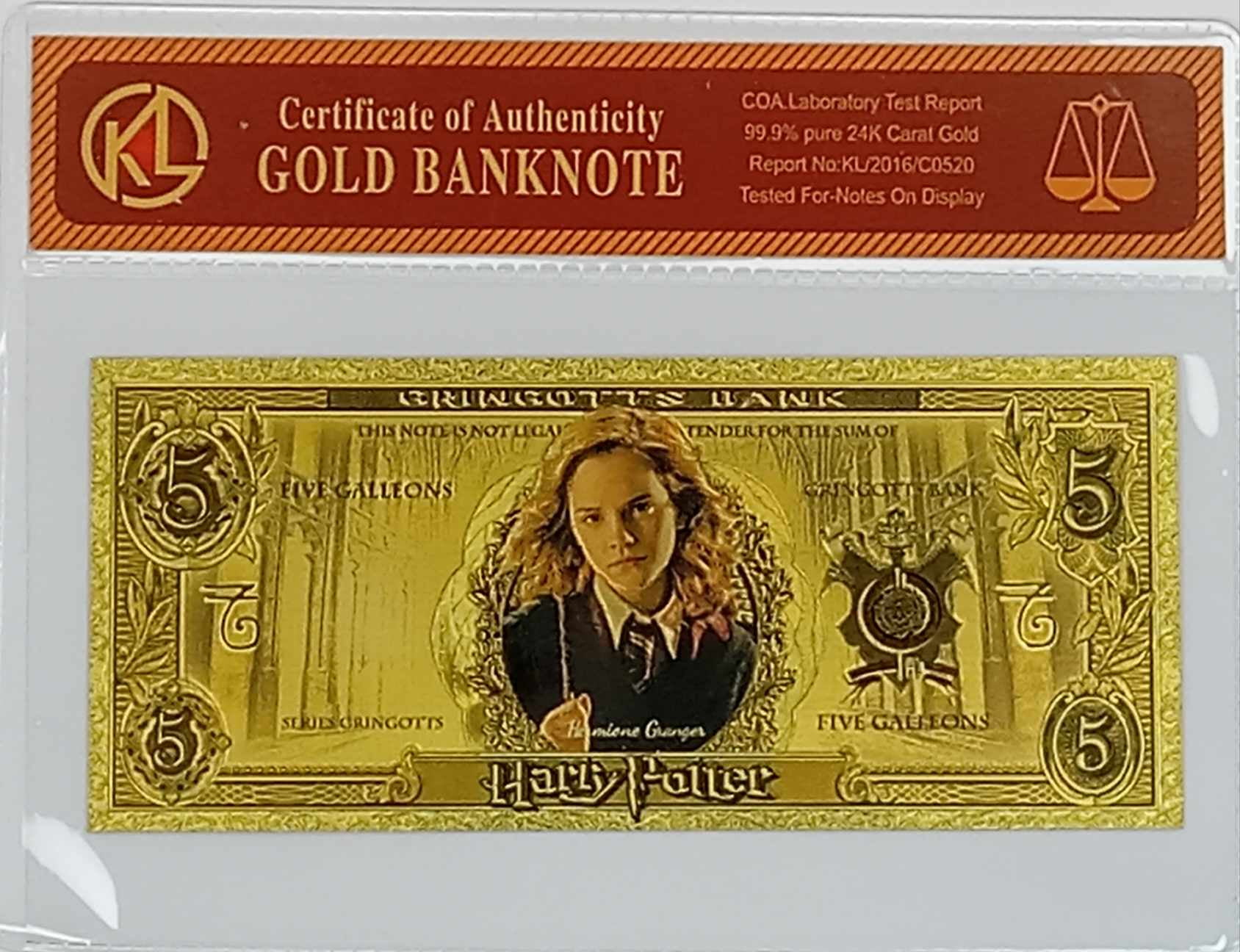 Harry Potter Featuring Hermoine 24k Gold Foil Collectible Bank Note ...