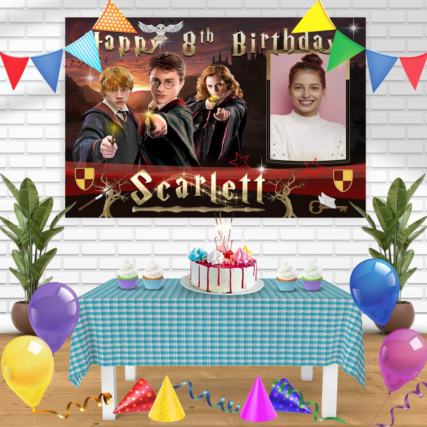 Harry Potter Frame Birthday Banner Personalized Party Backdrop ...