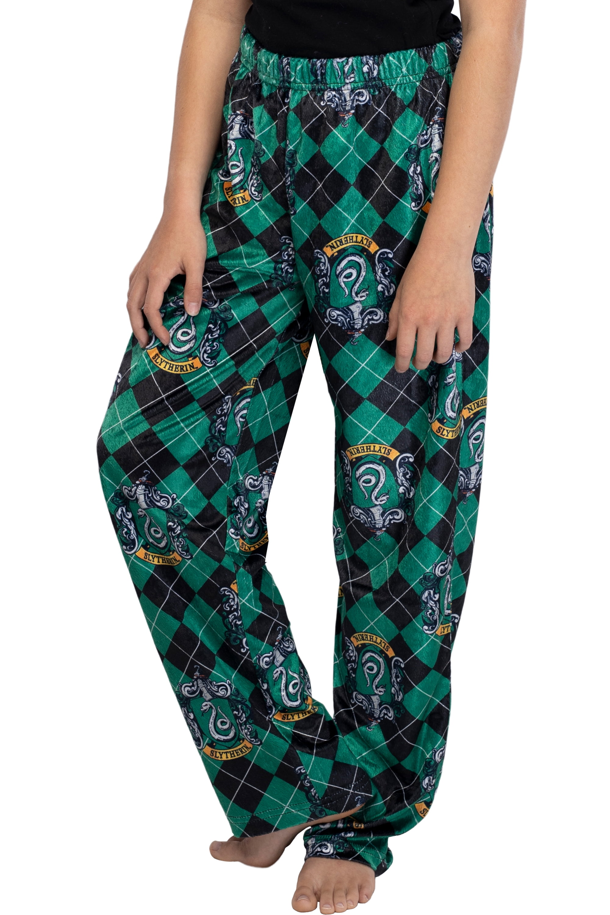 Harry Potter Girls' Hogwarts Houses Crest Plaid Lounge Pajama Pants ...