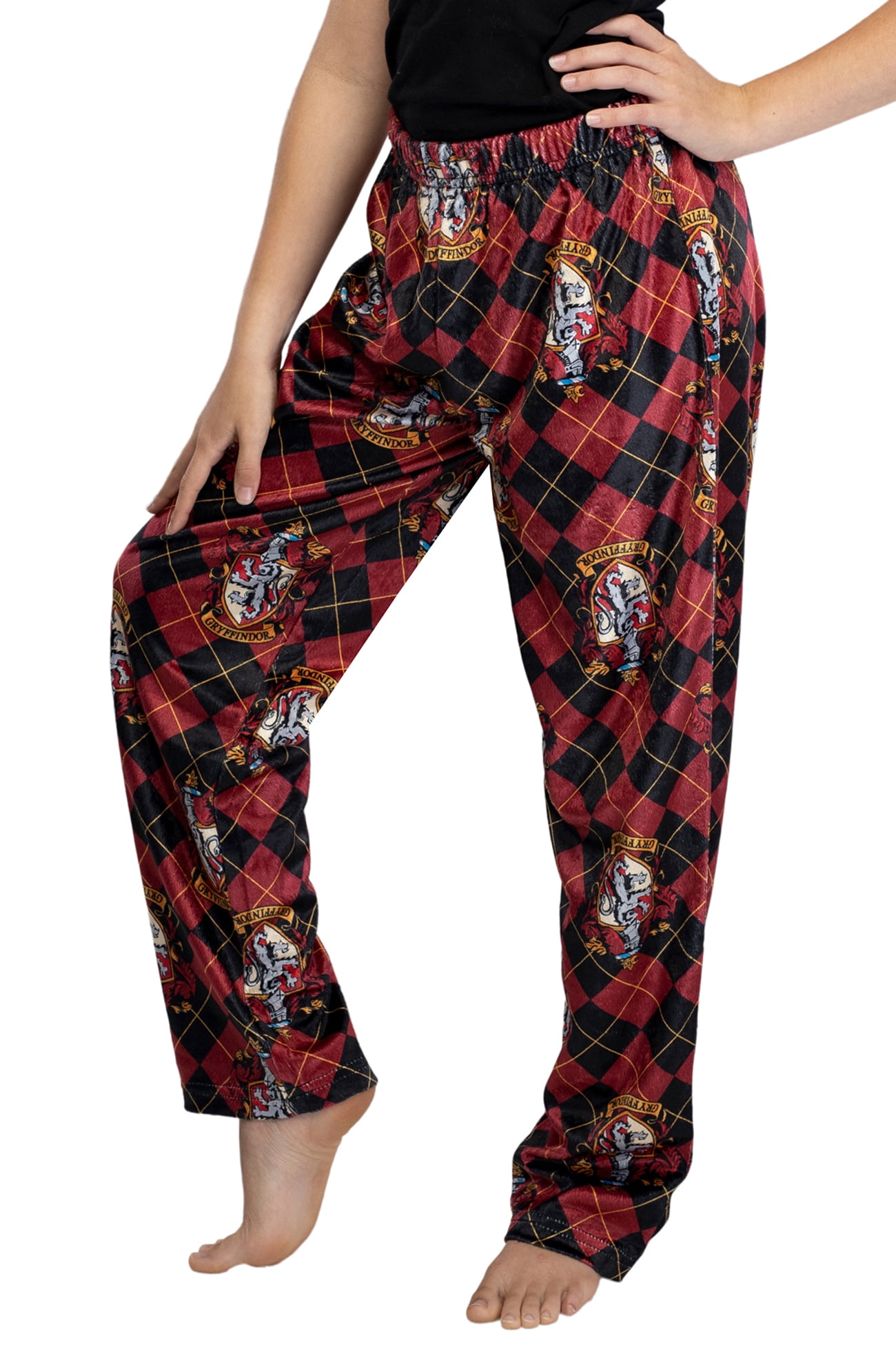 Harry Potter Girls' Hogwarts Houses Crest Plaid Lounge Pajama Pants ...