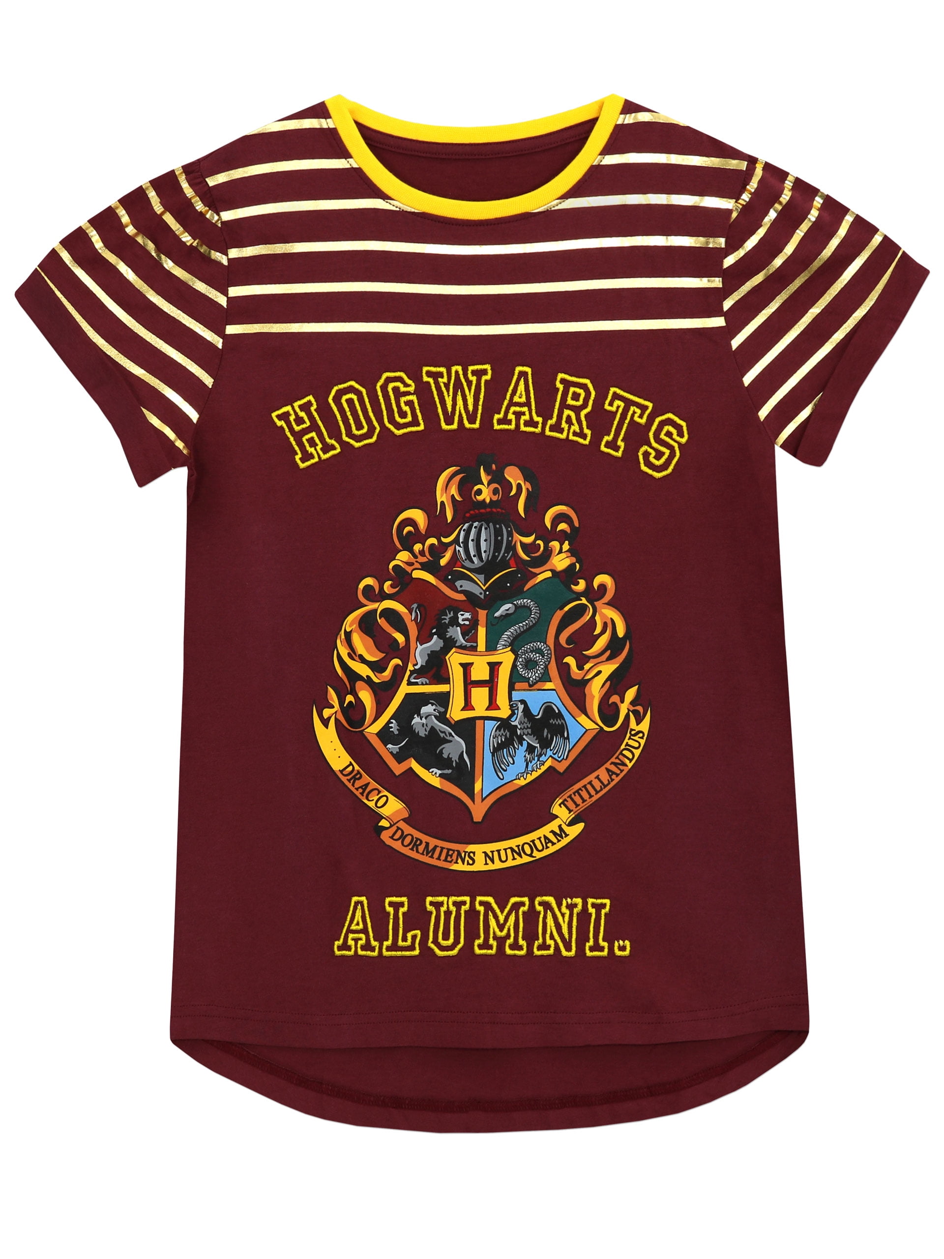 Harry Potter Girls Hogwarts T-Shirt, Burgundy Cotton Tee, Short Sleeve, Sizes 6-14 - Walmart.com