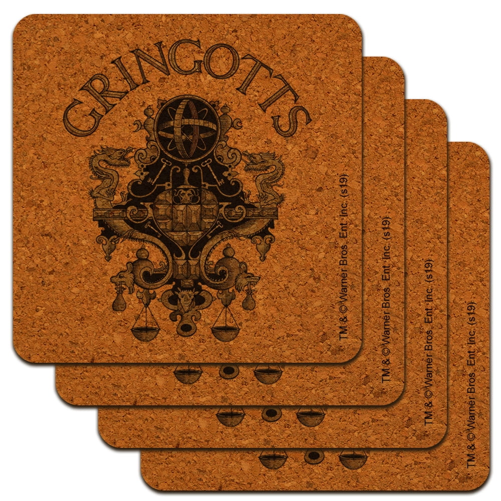 Harry Potter Gringotts Logo Low Profile Novelty Cork Coaster Set ...