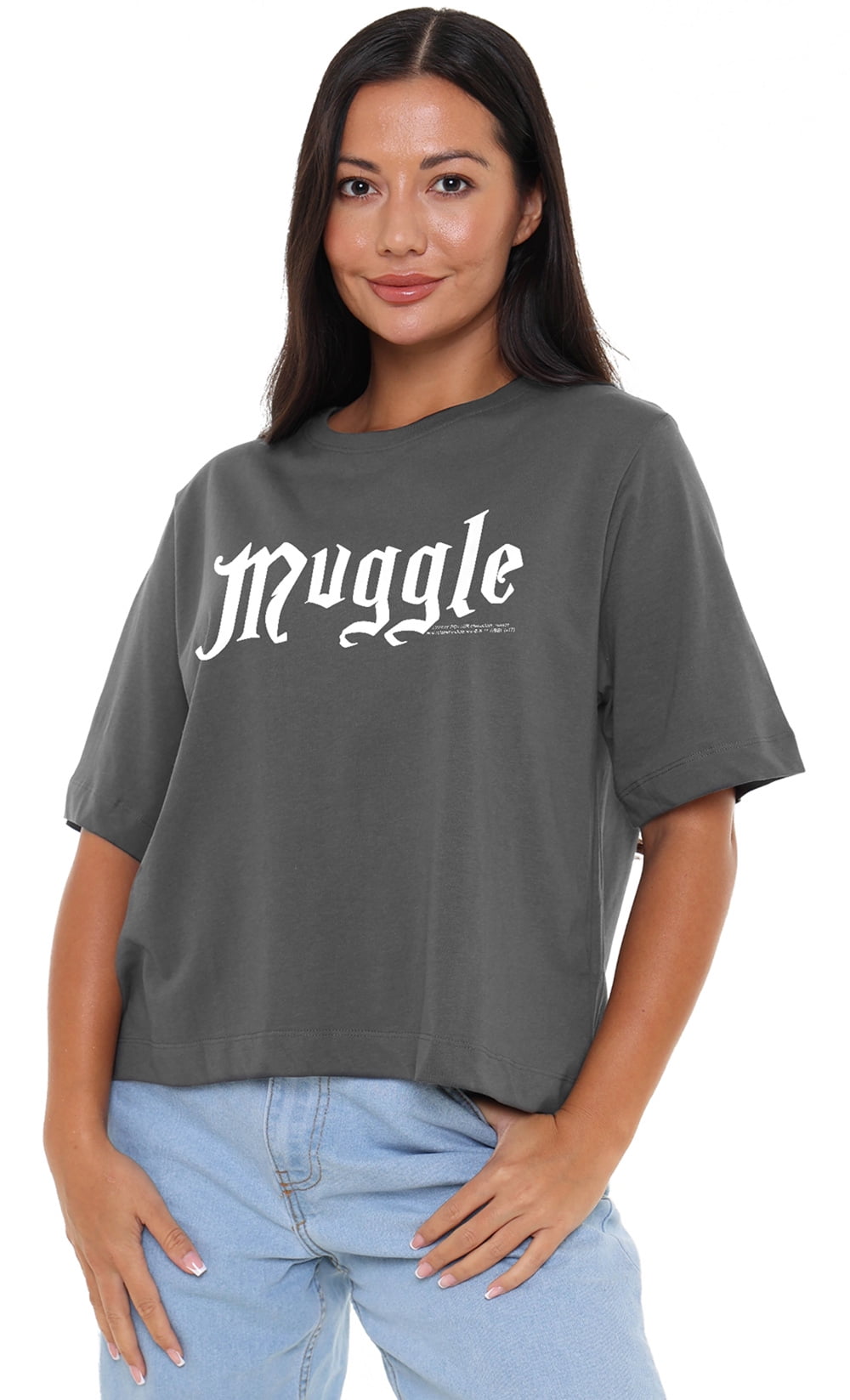 Harry Potter Muggle Women's Boxy Cropped T-Shirt Casual Graphic Tee ...