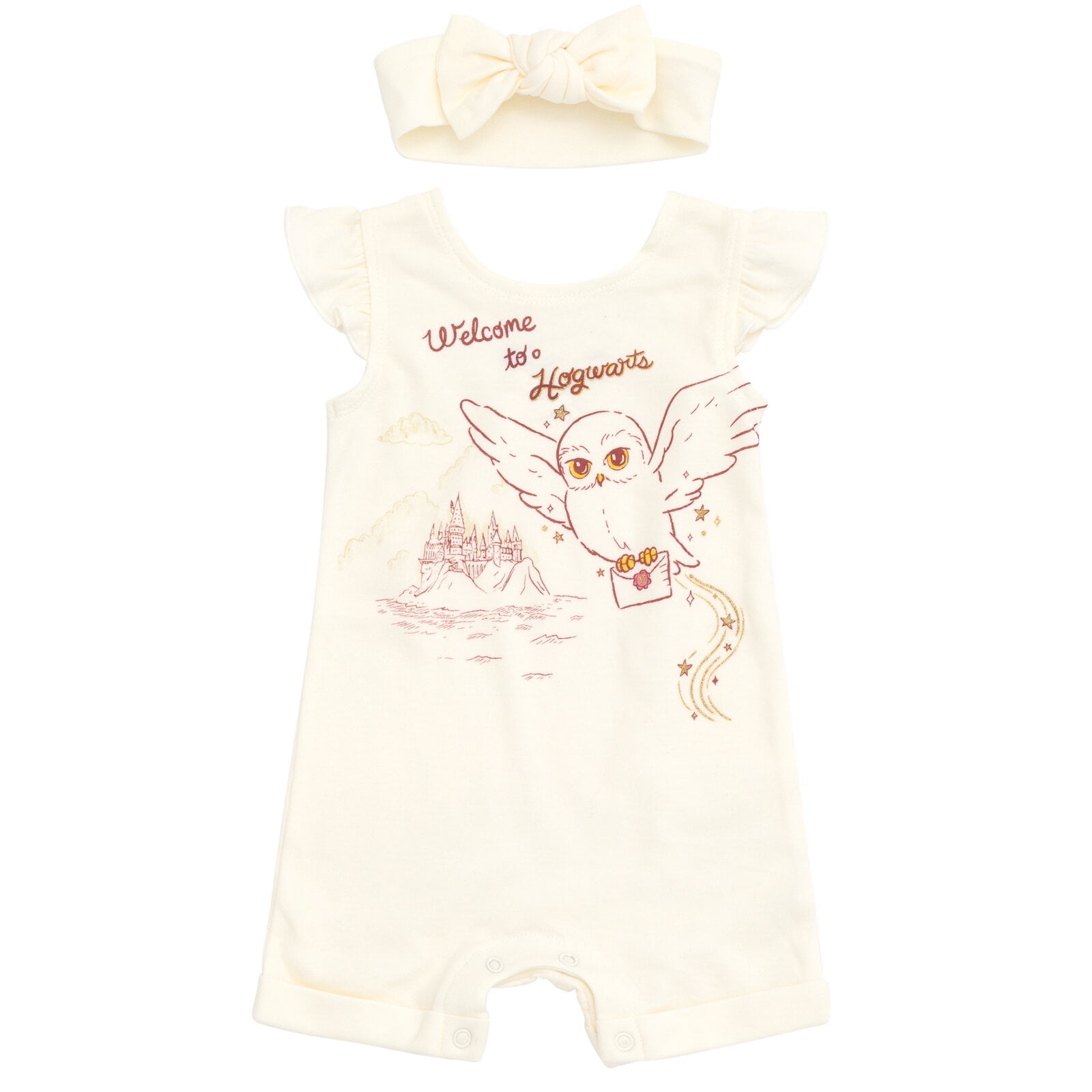 Harry Potter Hedwig Owl Infant Baby Girls French Terry Romper and ...