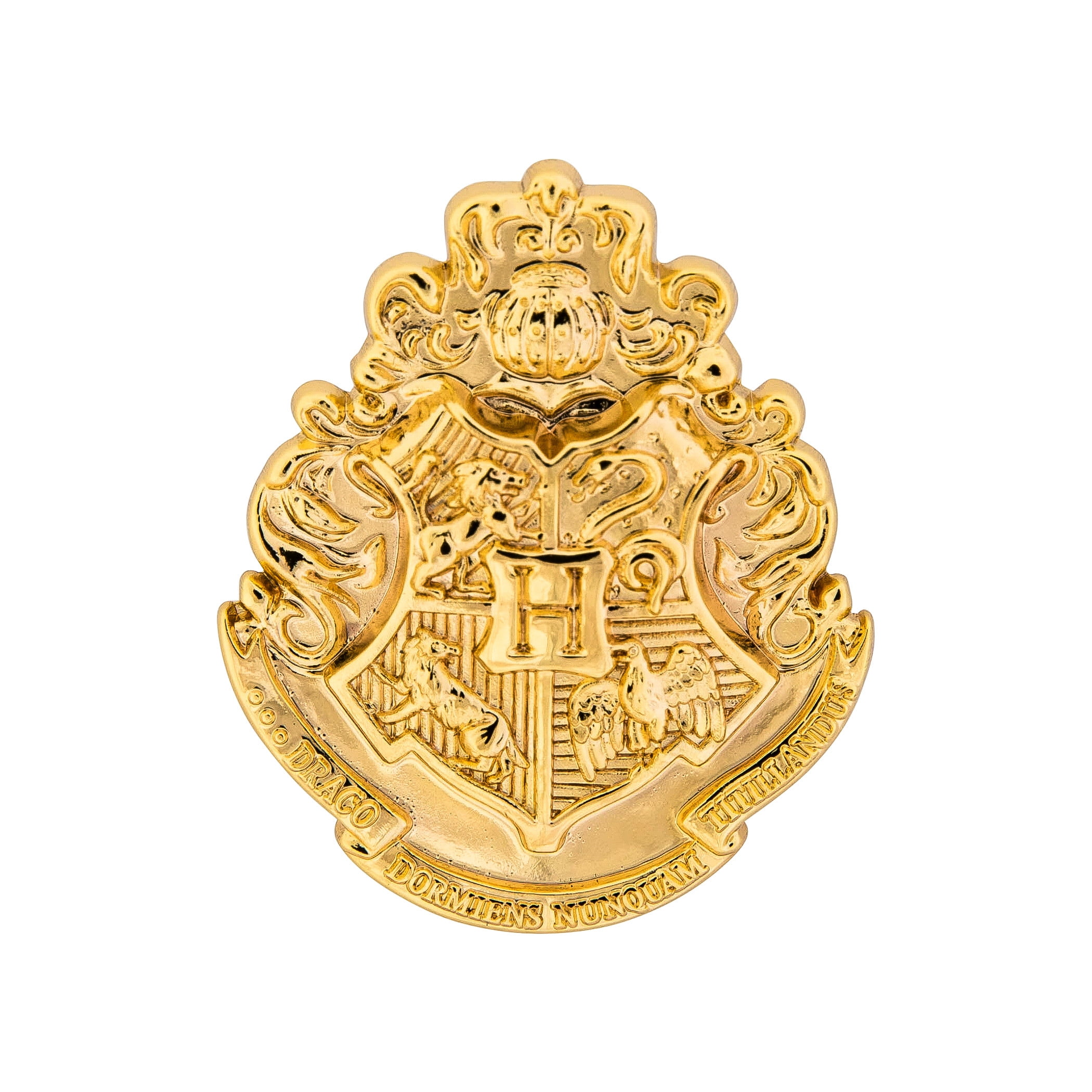 Harry Potter Hogwarts Crest Gold Deluxe Pewter Lapel Pin - Walmart.com