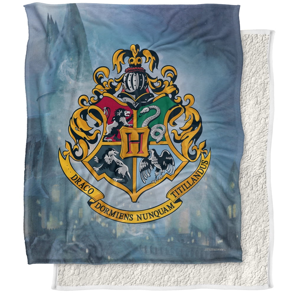 Harry Potter Hogwarts Crest Silky Touch Sherpa Back Super Soft Throw ...