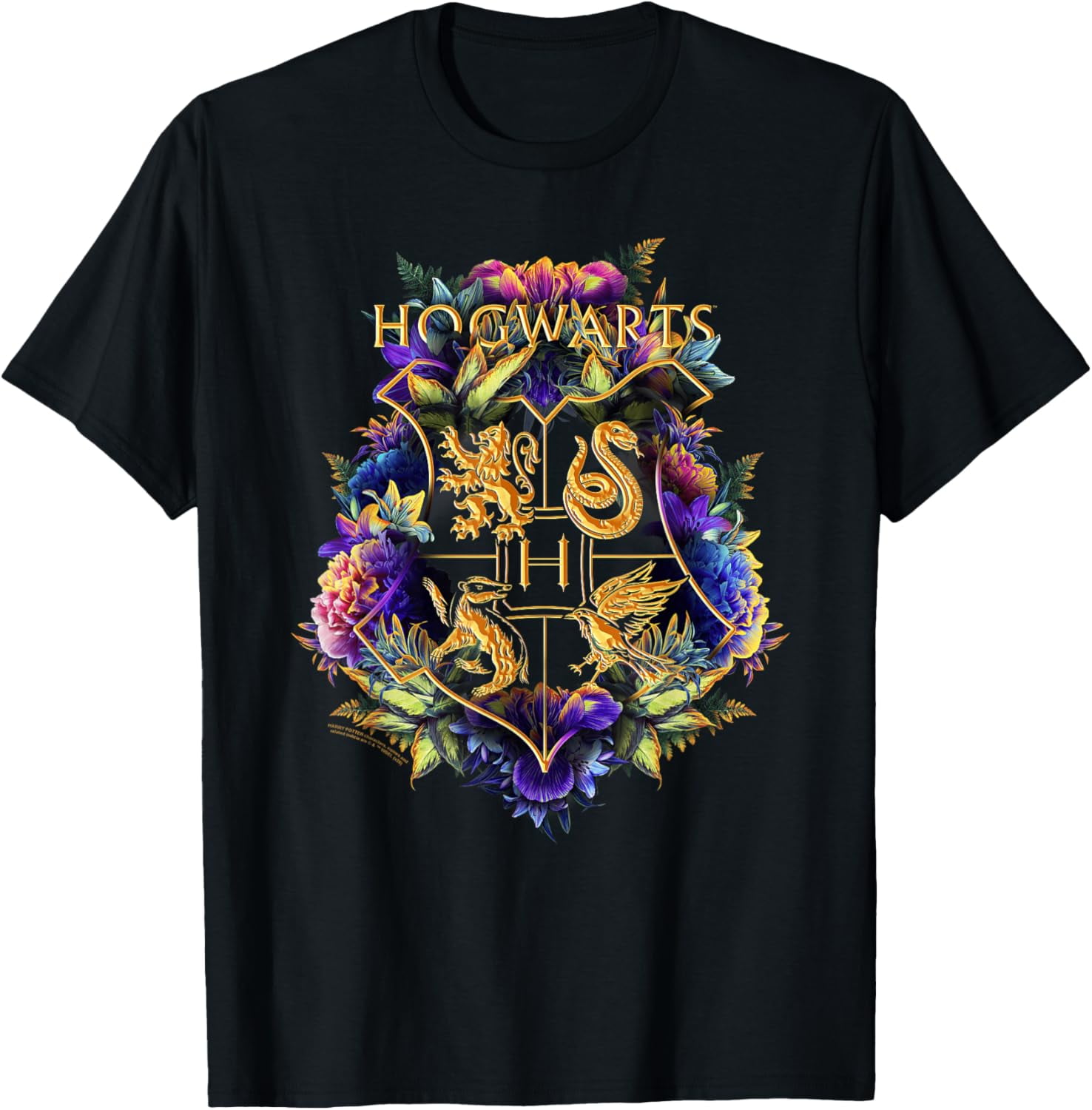Harry Potter Hogwarts Floral Crest T-Shirt, Officially Licensed Apparel ...