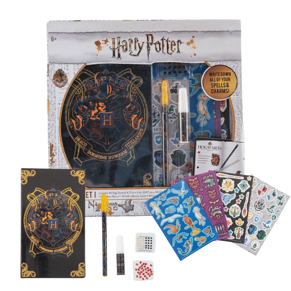 Harry Potter Hogwarts Notebook Set with Glitter Crest, Gems Stickers ...