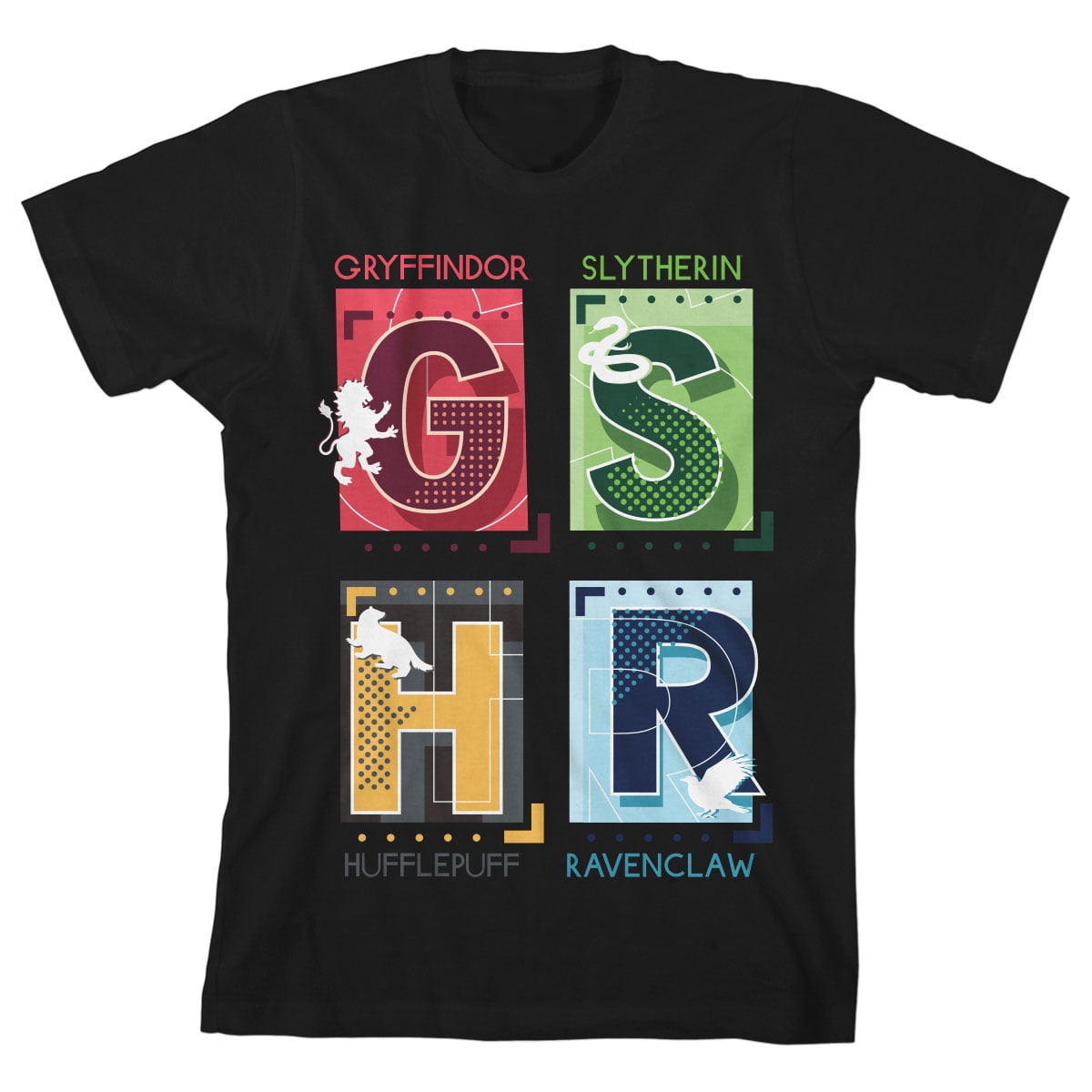 Harry Potter Hogwarts Houses by Letter Toddler Boy's Black T-shirt-2T ...