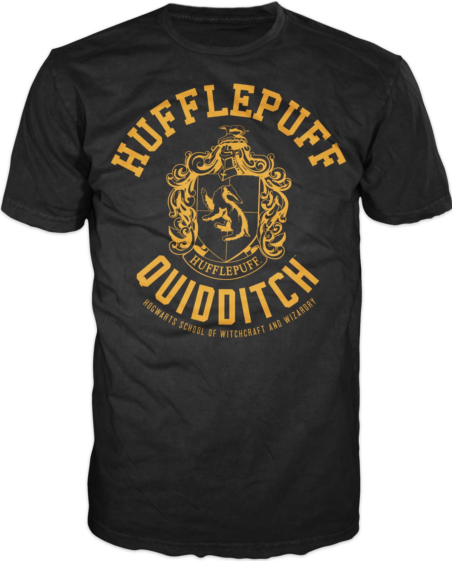 Harry Potter Hufflepuff House Quidditch Logo Mens Black Graphic Tee ...