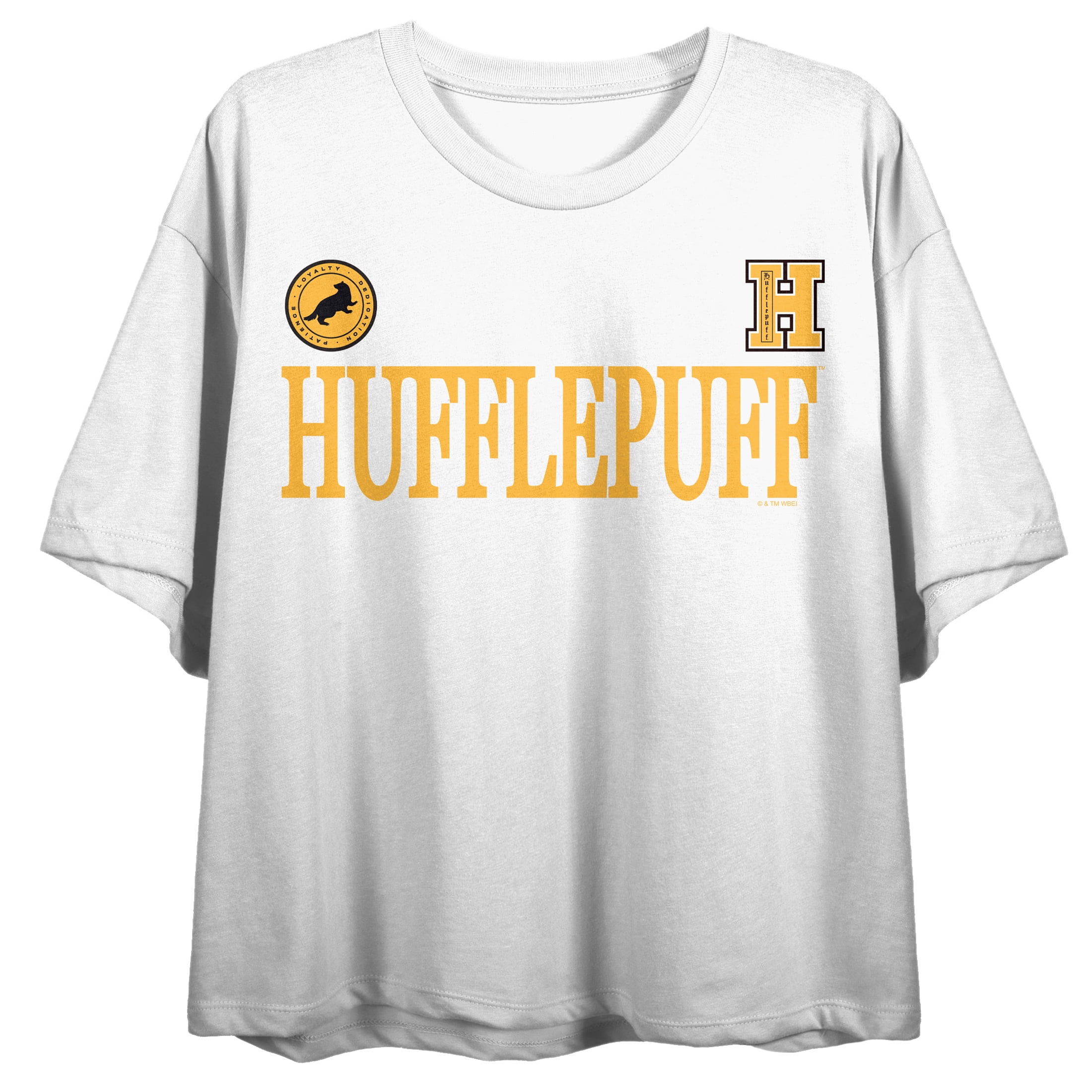 Harry Potter Hufflepuff Mascot Women's White Crew Neck Short Sleeve ...